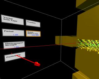 Figure 1. Perspective view; the user is moving and activating a menu with the wand.